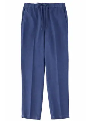 120% Lino Linen Drawstring Trousers - Blue
