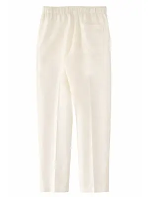 120% Lino Linen Trousers With Drawstring - Powder