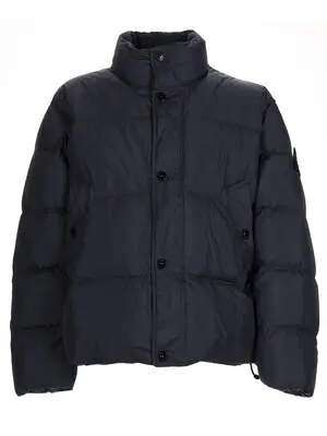 Stone Island Piumino Bomber Jacket With Logo Patch - Blue