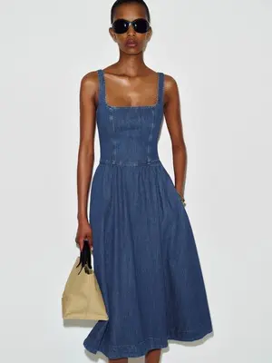 REFORMATION Janu Denim Midi Dress - Blue