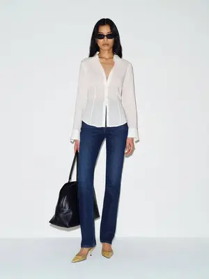 REFORMATION Raya Fitted Voile Shirt - Ivory