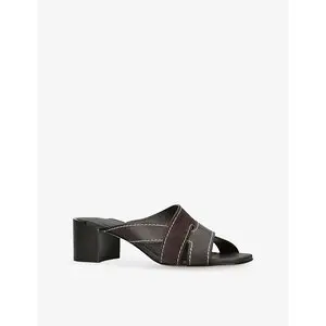 TOD'S Leather Heeled Mules - Dark Brown