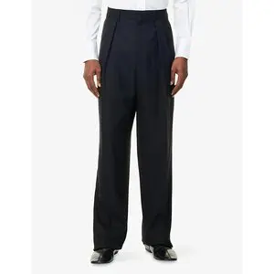 TOM FORD Pleated Wide-leg Wool Trousers - Black