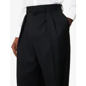 TOM FORD Pleated Wide-leg Wool Trousers - Black