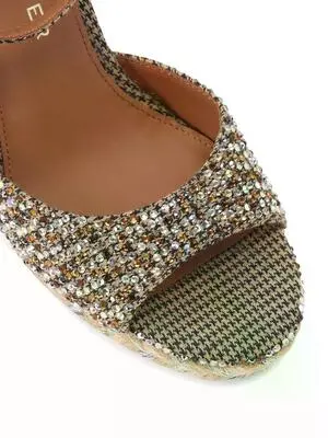 Kurt Geiger Embellished Houndstooth Espadrille Wedge Sandals