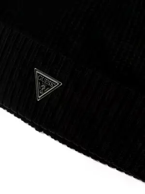 Guess Ribbed Logo Hat And Scarf Set