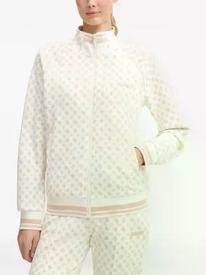Guess Monogram-print Zip-up Top - Neutrals