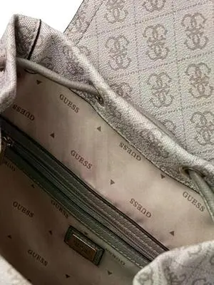 Guess Manhattan Monogram Flap Backpack - Neutrals