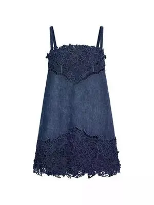 Oscar De La Renta Porcelain-flower Cutout Mini Dress - Blue