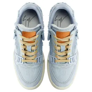 GIUSEPPE ZANOTTI Bi-material Low-top Sneaker - Light Blue