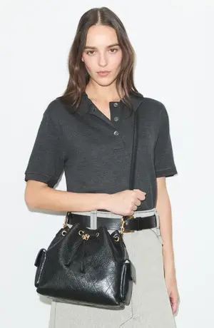Tory Burch Charlie Quilted Leather Drawstring Shoulder Bag