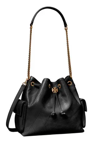 Tory Burch Charlie Quilted Leather Drawstring Shoulder Bag