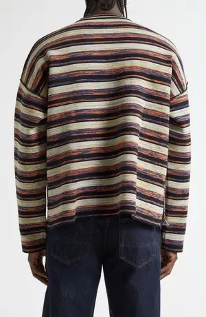 WASTE YARN PROJECT Matt Space Dyed Stripe Shirt Jacket