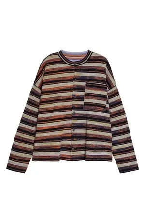 WASTE YARN PROJECT Matt Space Dyed Stripe Shirt Jacket
