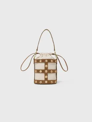 Maje Suede Miss M Bucket Bag With Metal Eyelets