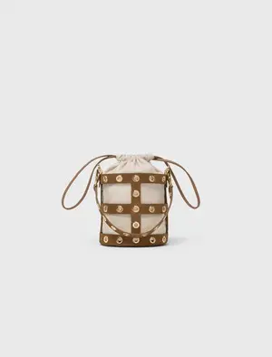 Maje Suede Miss M Bucket Bag With Metal Eyelets