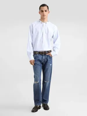 Dolce & Gabbana Classic Cotton Jeans With Logo Tag - Blue