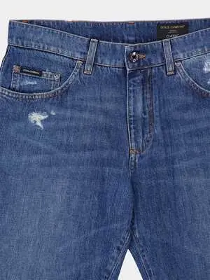 Dolce & Gabbana Classic Cotton Jeans With Logo Tag - Blue