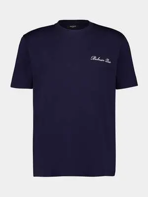 Balmain Marine Embroidered Signature T-shirt