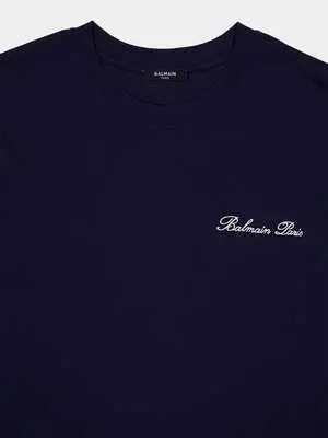Balmain Marine Embroidered Signature T-shirt