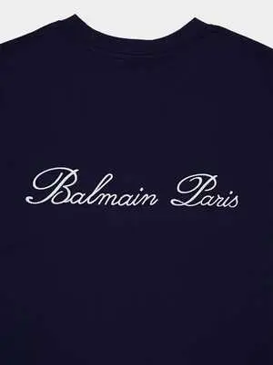 Balmain Marine Embroidered Signature T-shirt