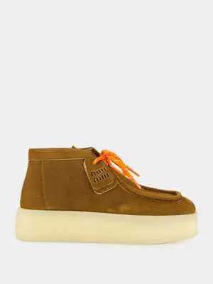 Miu Miu Platform Suede Ankle Boots - Brown