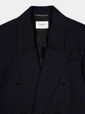 Saint Laurent Double-breasted Wool Jacket - Blue
