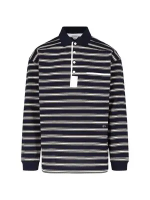 Bottega Veneta Striped Polo - Blue