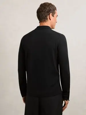 REISS Forbes Merino Wool Button-through Cardigan - Black