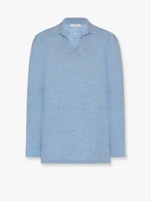 THE ROW Niosa Cotton And Linen Polo - Blue