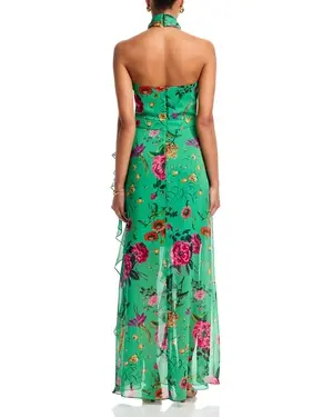 Aqua Halter Maxi Dress