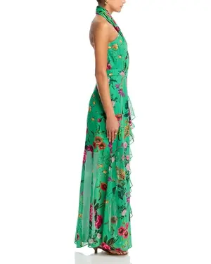 Aqua Halter Maxi Dress