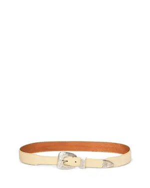 The Great. Western Tapered Leather Belt - Cream With Silver