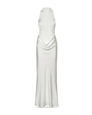 ROTATE BY BIRGER CHRISTENSEN Satin Maxi Train Dress