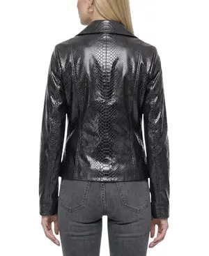 Gorski Metis Suede Python Printed Moto Zip Jacket