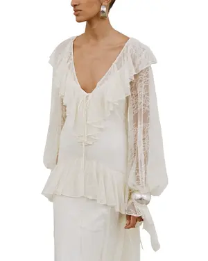 DE LA VALI Esen Lace Maxi Dress - Ivory