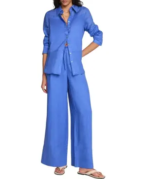 Mint Velvet Linen Wide Leg Trousers - Blue