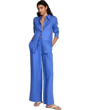 Mint Velvet Linen Wide Leg Trousers - Blue