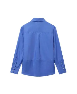 Mint Velvet Linen Button-down Shirt With Sheer Panels - Blue