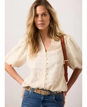 Mint Velvet Cotton Textured Floral Top