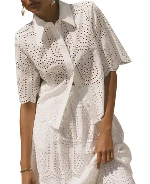 Mint Velvet Cotton Broderie Shirt