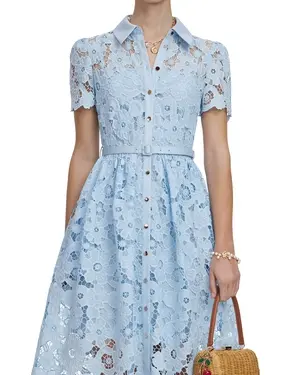 SELF-PORTRAIT Lace Collared Midi Dress