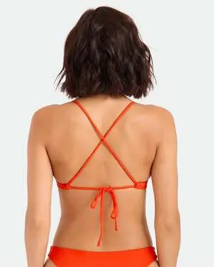 Volcom V-neck Twist Bralette Bikini Top - Persimmon