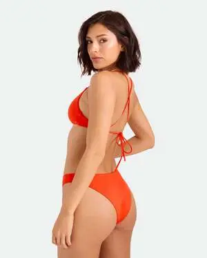 Volcom V-neck Twist Bralette Bikini Top - Persimmon