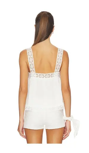 MORE TO COME Soriya Square Neck Top Embroidered Lace Trim