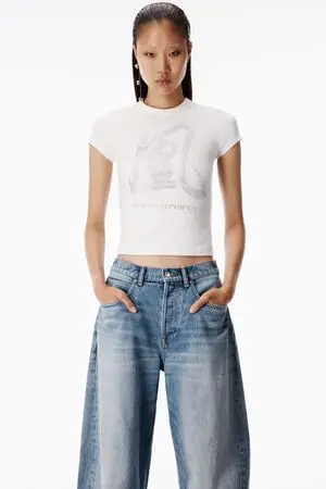 Alexander Wang Crystal Hotfix Graphic Baby Tee