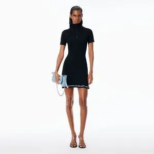 Alexander Wang Ribbed Mini Dress With Contrast Logo