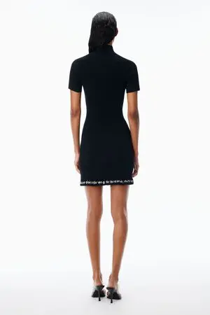 Alexander Wang Ribbed Mini Dress With Contrast Logo