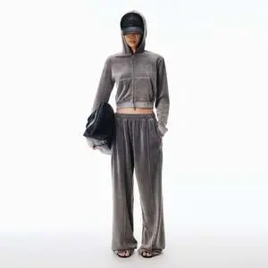 Alexander Wang Crystal Hotfix Mid-rise Terry Sweatpant