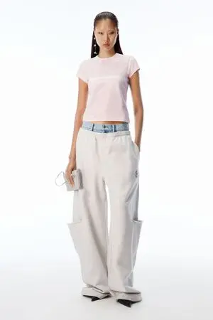 Alexander Wang Crystal Logo Baby Tee - Light Pink